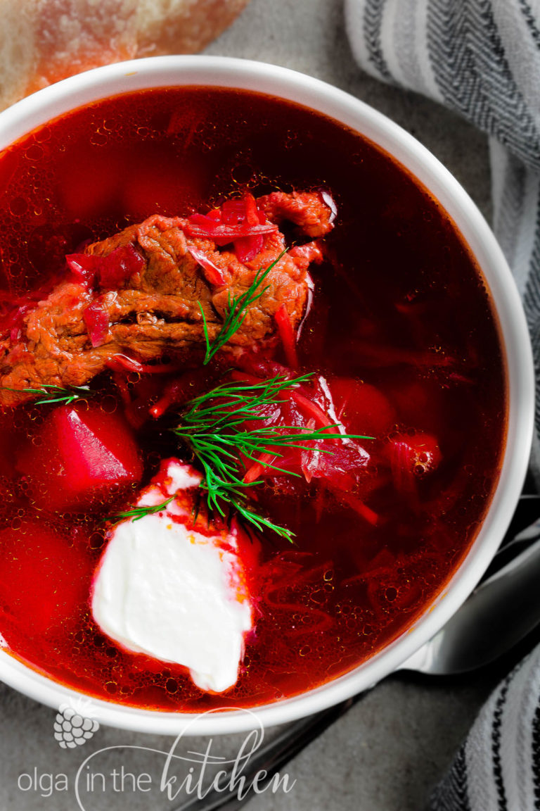 Classic Red Borscht with Ribs - Olga in the Kitchen